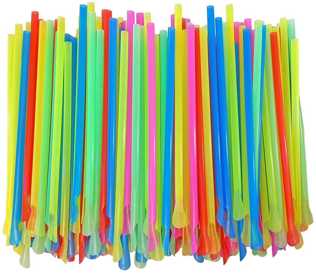 Multi Colored Snow Cone Straws With Spoons